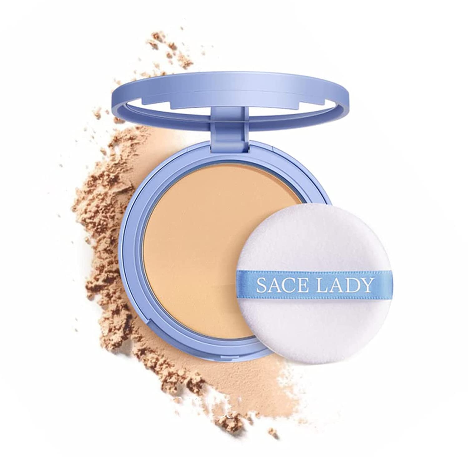 Oil Control Face Pressed Powder, Matte Smooth Setting Powder Makeup, Waterproof Long Lasting Finishing Powder, Silk Soft Mist Lightweight Face Cosmetics, Natural Beige
