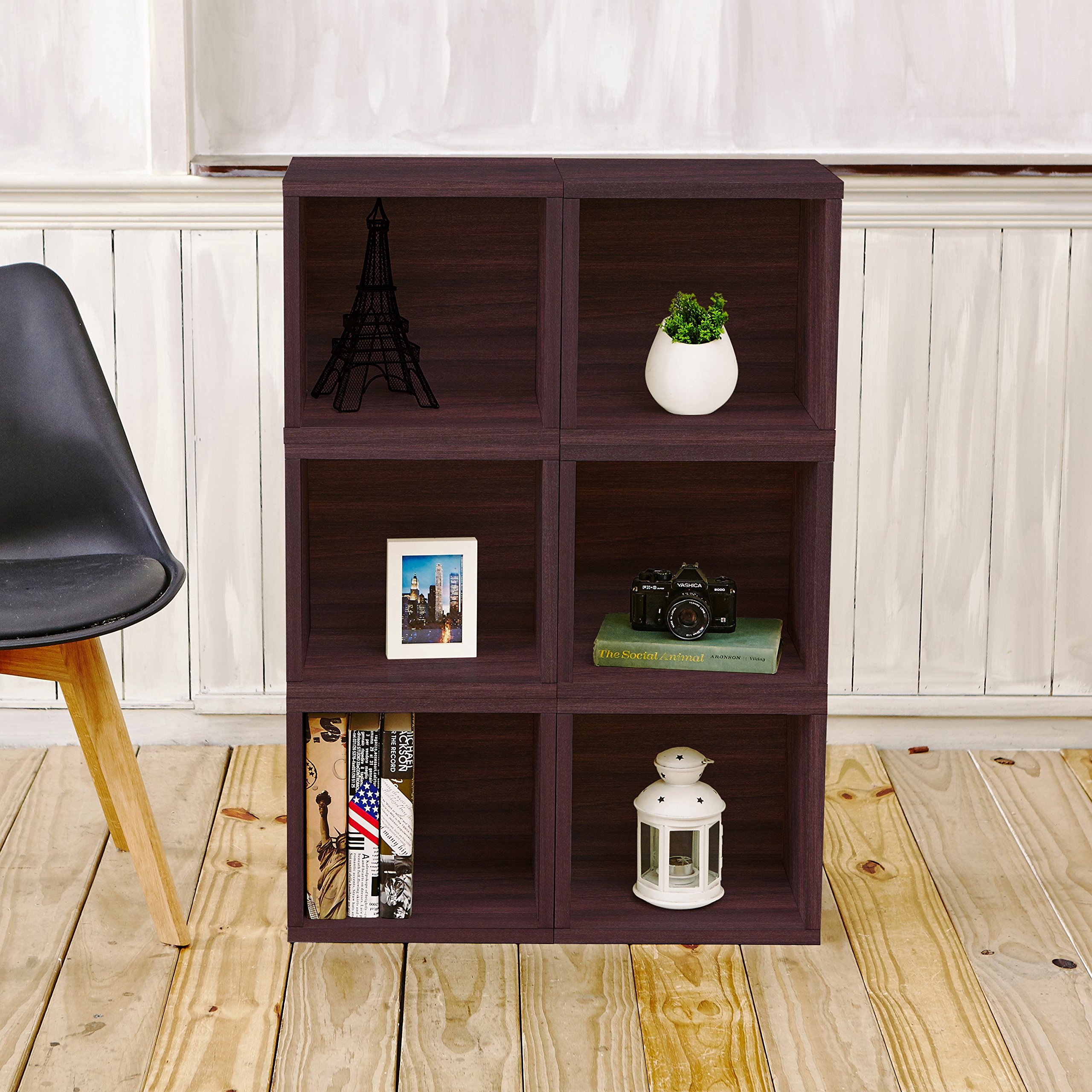 Way Basics,1 shelves Eco Stackable Storage Cube, Cubby Organizer (Tool-Free Assembly and Uniquely Crafted from Sustainable Non Toxic zBoard paperboard), Espresso (11.2"D x 12.8"W x 13.4"H)