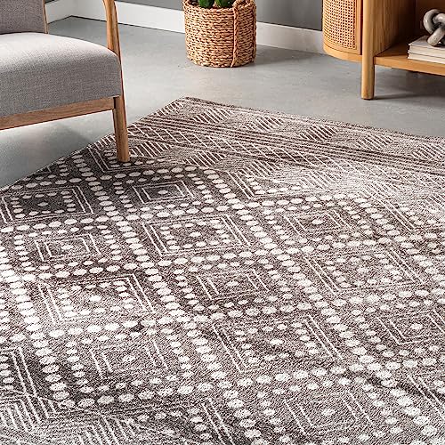 nuLOOM Phyllis Machine Washable Diamond Trellis Area Rug, 8x10, Grey
