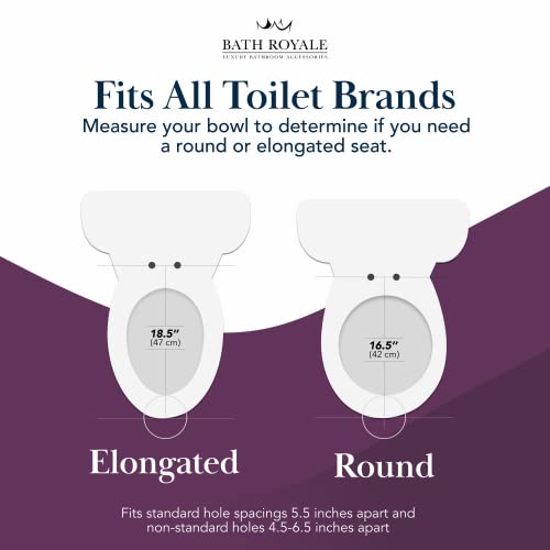 Round Toilet Seat BR620-00 White, Soft Close, Stain-Resistant and Easy to Clean, Fits All Toilet Brands; Premium Series by Bath Royale