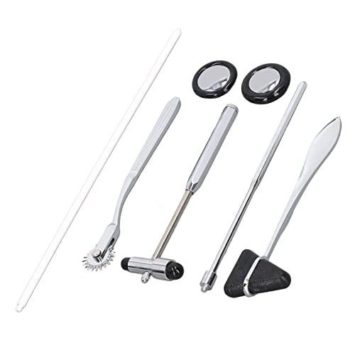 Instrument, Neurological Hammer Set Stainless Steel Silver Ergonomic Handle 5PCS Multifunctional for Body Surface Measurement for Doctor