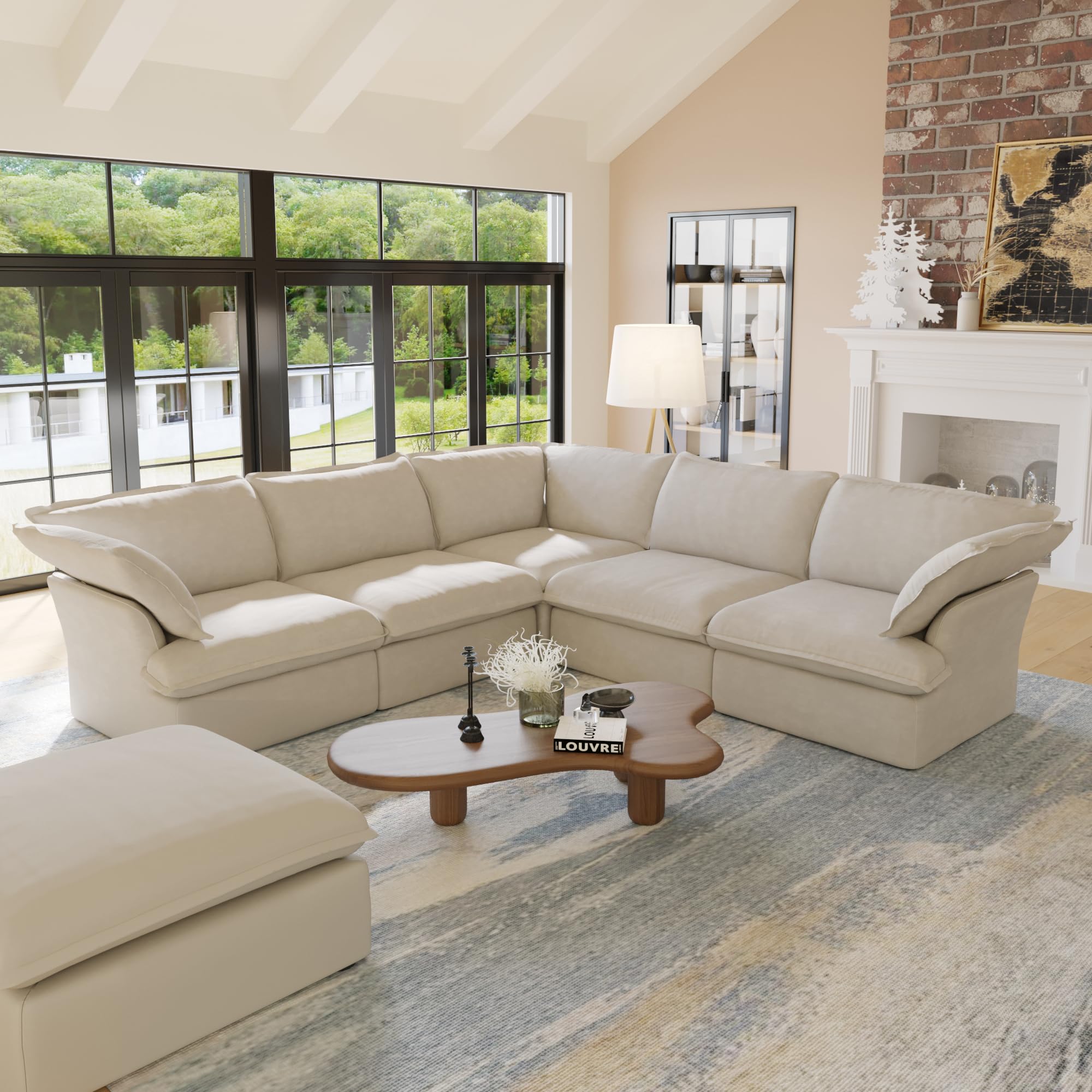 Sdorens Modern Modular Sectional Couches for Living Room, Corner Module, Cushion Covers Removable, Minimalist Comfy Breathable Sectional Sofa Couch for Office, Apartment, Beige