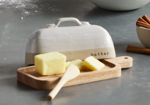 Mud Pie Butter Dish Set, White, dish 3 1/2" x 8 1/4"