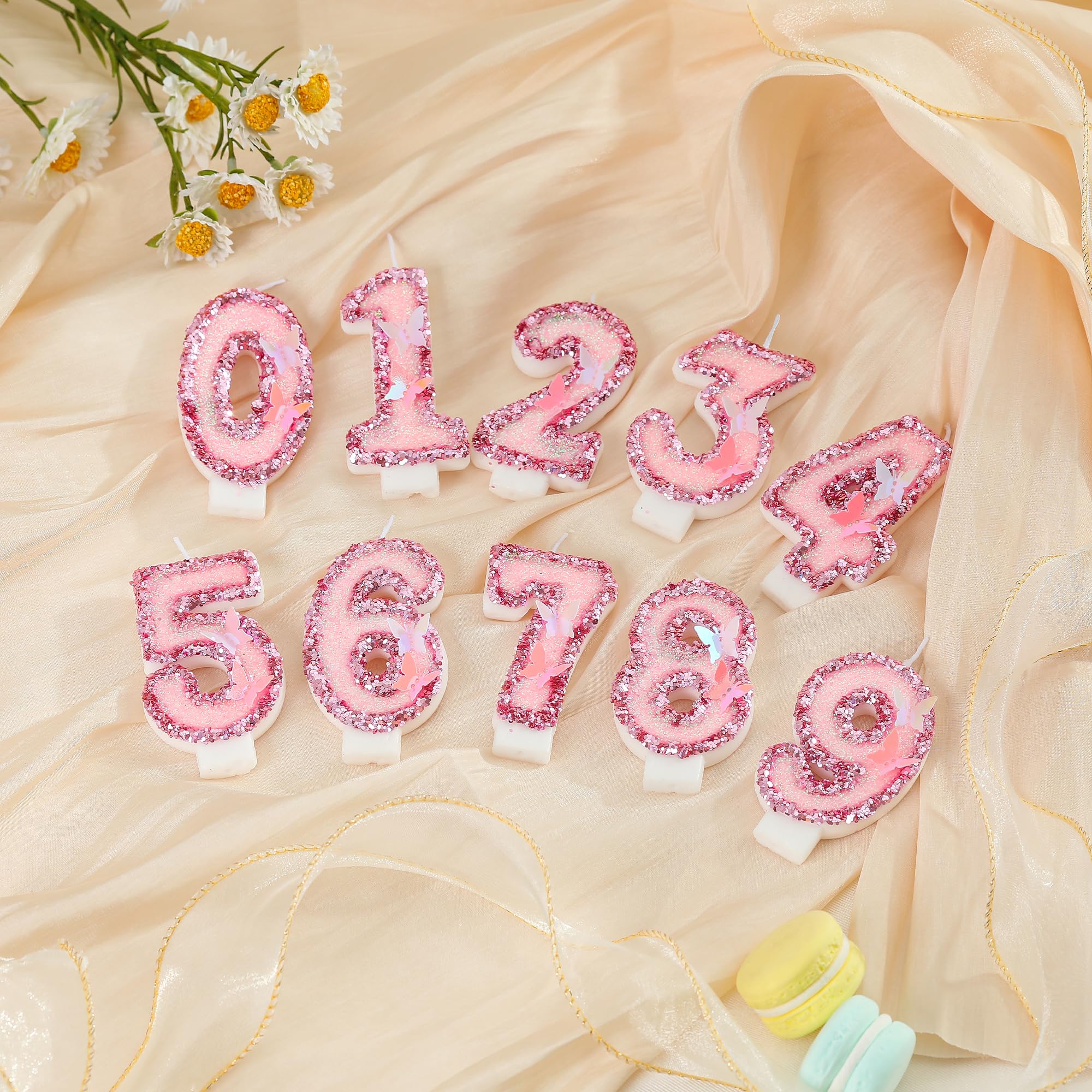 PHD CAKE 2.76 Inch Number 1 Pink Butterfly Birthday Candles, Butterfly Themed Number Candles, Cake Number Candles, Party Celebration