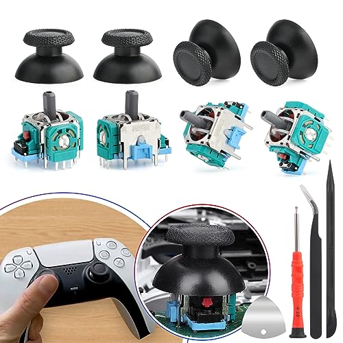 PS5 Analog Stick Replacement for Sony Playstation 5 PS5 Joysticks Replacement 3D PS5 Controller Joystick Replacement Sensor Module for PS5 Joystick Thumbstick Controller Accessory Part with Kit(4Pack)