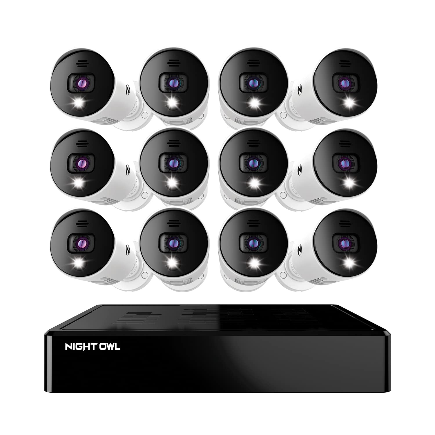 Night Owl 16 Channel Bluetooth Video Home Security Camera System with (12) Wired 4K UHD Indoor/Outdoor Spotlight Cameras with Audio and 2TB Hard Drive (Expandable up to 16 Cameras)