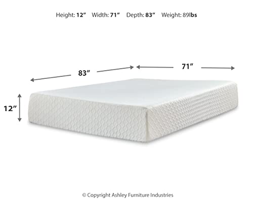 Signature Design by Ashley California King Size Chime 12 Inch Medium Firm Memory Foam Mattress with Green Tea & Charcoal Gel, White