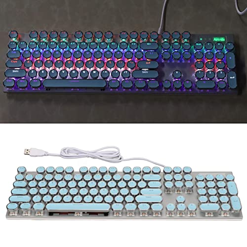 Mechanical Keyboard, 104 Keys Blue Switch RGB Backlight Ergonomic Keyboard Retro Steampunk Round Mechanical Gaming Keyboard for Windows for Linux for OS X(Blue)