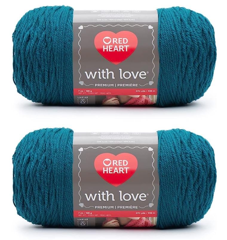 Red Heart with Love Mallard Yarn - 2 Pack of 198g/7oz - Acrylic - 4 Medium (Worsted) - 370 Yards - Knitting/Crochet
