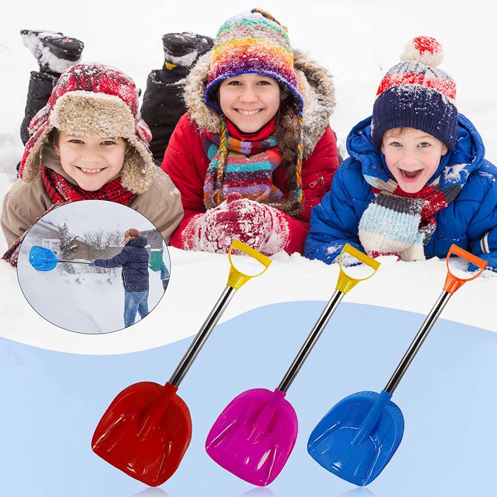 Kids Snow Shovel,Beach Shovels for Child,23.2 Inch Long Sand Shovels with Durable Stainless Steel Handle,Plastic Shovels for Children Digging Sand Shoveling Snow (Blue)