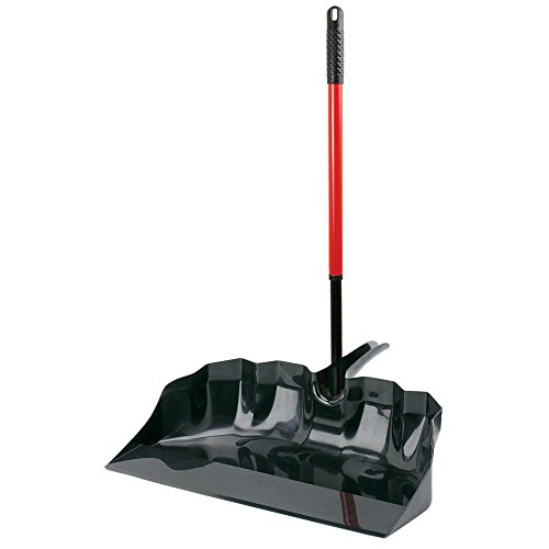 Libman Commercial 929 Extra Large Scoop Dust Pan, Telescoping Steel Handle, 22" Wide, Red and Black (Pack of 3)