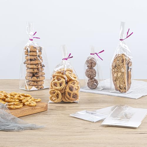 Restaurantware Bag Tek 3 x 2 x 6.5 Inch Retail Bags 100 Durable Candy Bags - Gusset Sleeved Disposable Clear BOPP Gusset Bags Flat-Bottomed For Restaurants Cafes And Delis