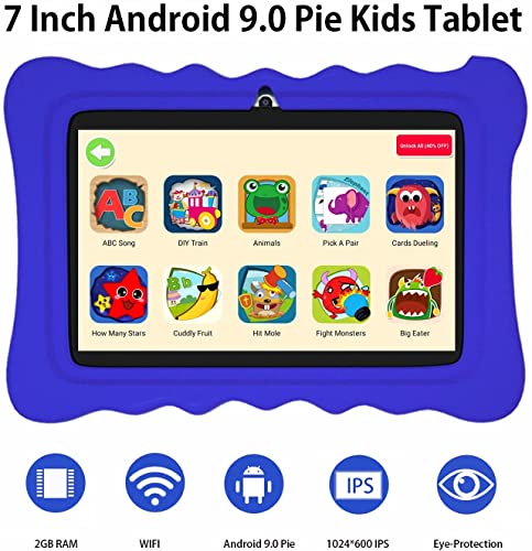 Kids Tablet 7 Inch with Case Included, Tablet for Kids 2-5, 32 GB Storage, Pre-Installed Learning Apps, Parent Control, Blue