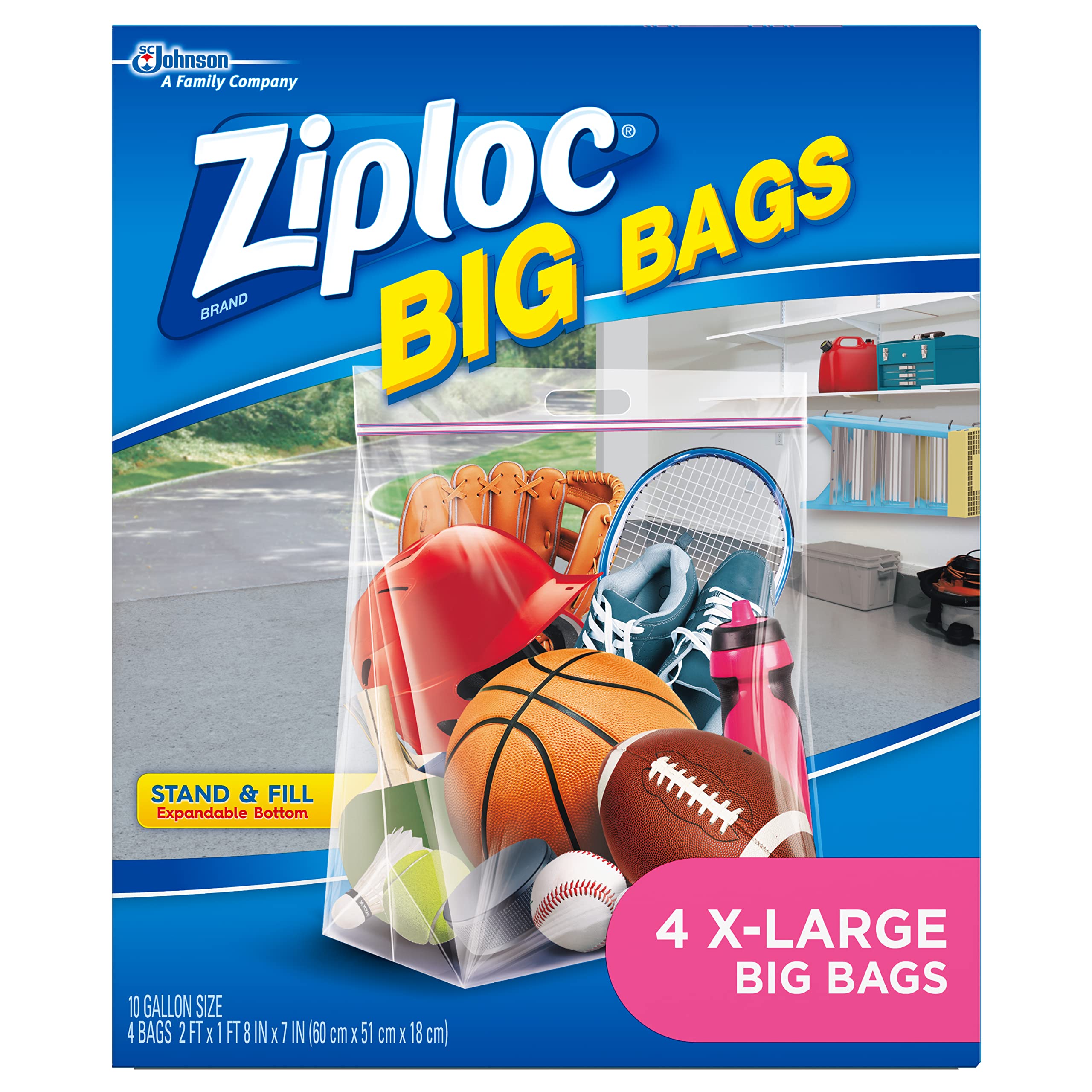 Ziploc Big Bags Clothes and Blanket Storage Bags for Closet Organization, Protects from Moisture, XL, 4 Count