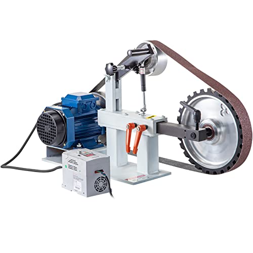 VEVOR 1500W 2HP Belt Sander Grinder, 2" x 82" Variable Speed Belt Grinder for Metalworking, 3-in-1 Belt Sander Polisher with 3 Grinding Moulds & Flat Platen Tool Rest for Knife Making