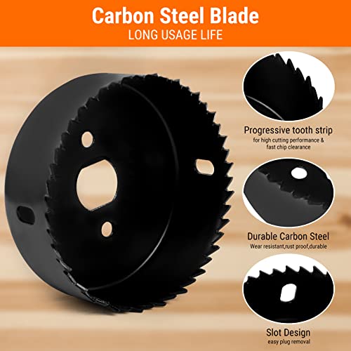 Meiwaltee Hole Saw kit,19PCS Hole Saw Set with 3/4"-6"(19-152mm) 13PCS Saw Blades,2 Mandrels,2 Drill Bits,1 Installation Plate,1 Hex Key,Ideal for Soft Wood,Plywood,Drywall,PVC Board