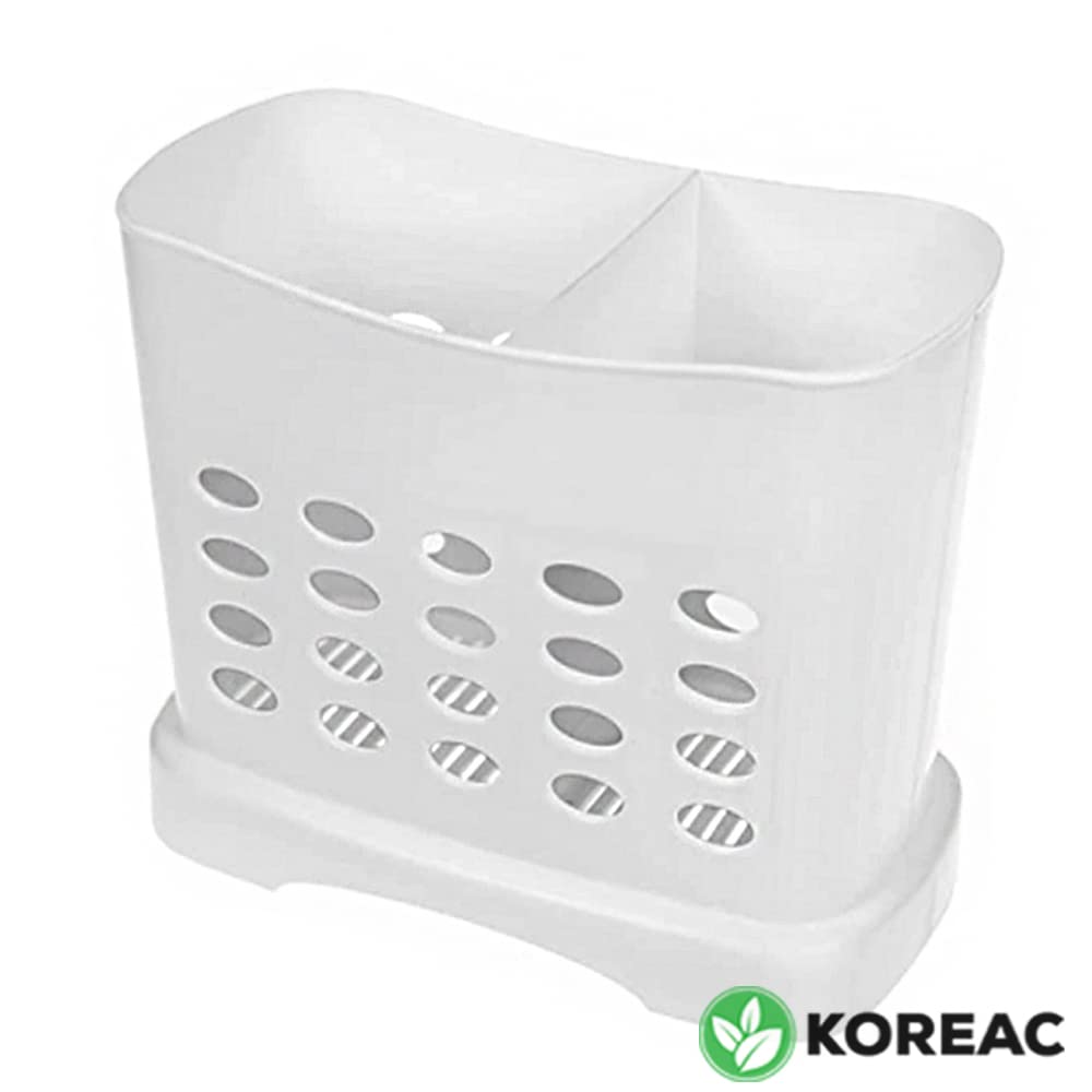 KOREAC_ Kitchen Storage Chopsticks Holder Basket for Dishwashers L6.3” X H5.3” X W3” Plastic Drain Rack/Capacity 2 Divided Compartments