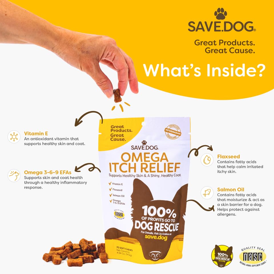 SAVE.DOG Chewable Hip and Joint Supplement & Omega Itch Relief for Dog Bundle