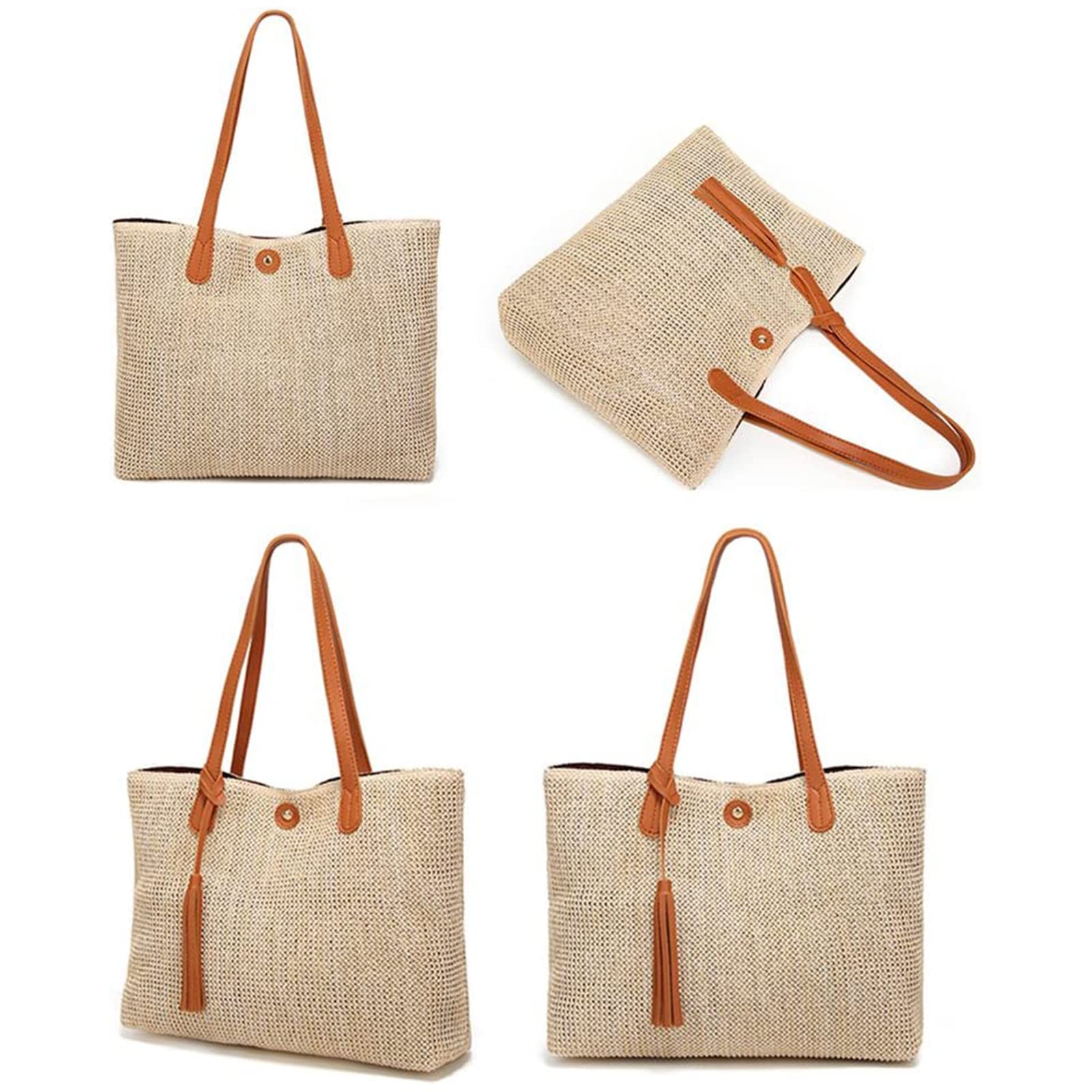 LHYSMYX Women's Beach Bag Beach Straw Bag Simple Shoulder Bag Handbag-Blue