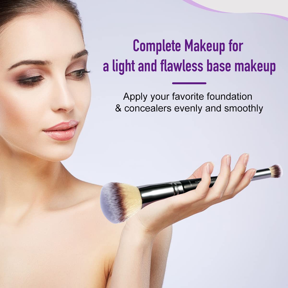 Party Queen Foundation Makeup Brush for Liquid Flawless Full Coverage Blending Buffing Complexion Base Corrector Powder Contour Pro Make Up Tools with Soft Short Densely Bristles