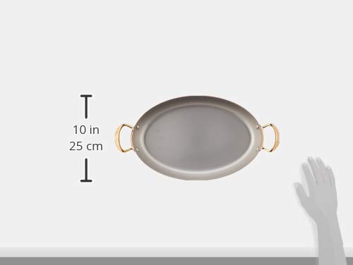 Mauviel M'150 B 1.5mm Polished Copper & Stainless Steel Oval Pan With Brass Handles, 13.8-in, Made in France