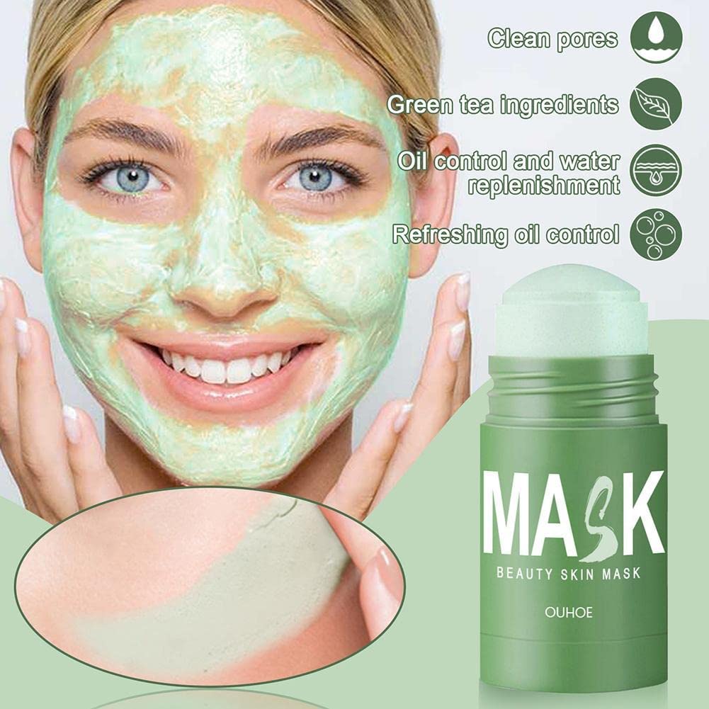 Oneews Green Tea Mask Stick, Green Tea Deep Cleanse Mask Atheniz Blackhead Remover, Natural Green Tea Deep Cleanse Mask Stick For All Kind Skin Type (1Pack)