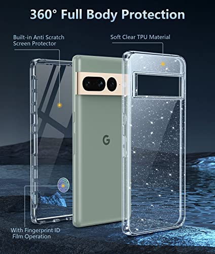 PUJUE for Google Pixel 7-Pro Clear Case: Pixel 7 Pro Dual Shockproof Protective Cell Case | Anti-Yellowing Silicone TPU | Full Protection Slim Bling | Clear Bumper Rubber Cell Phone Cover