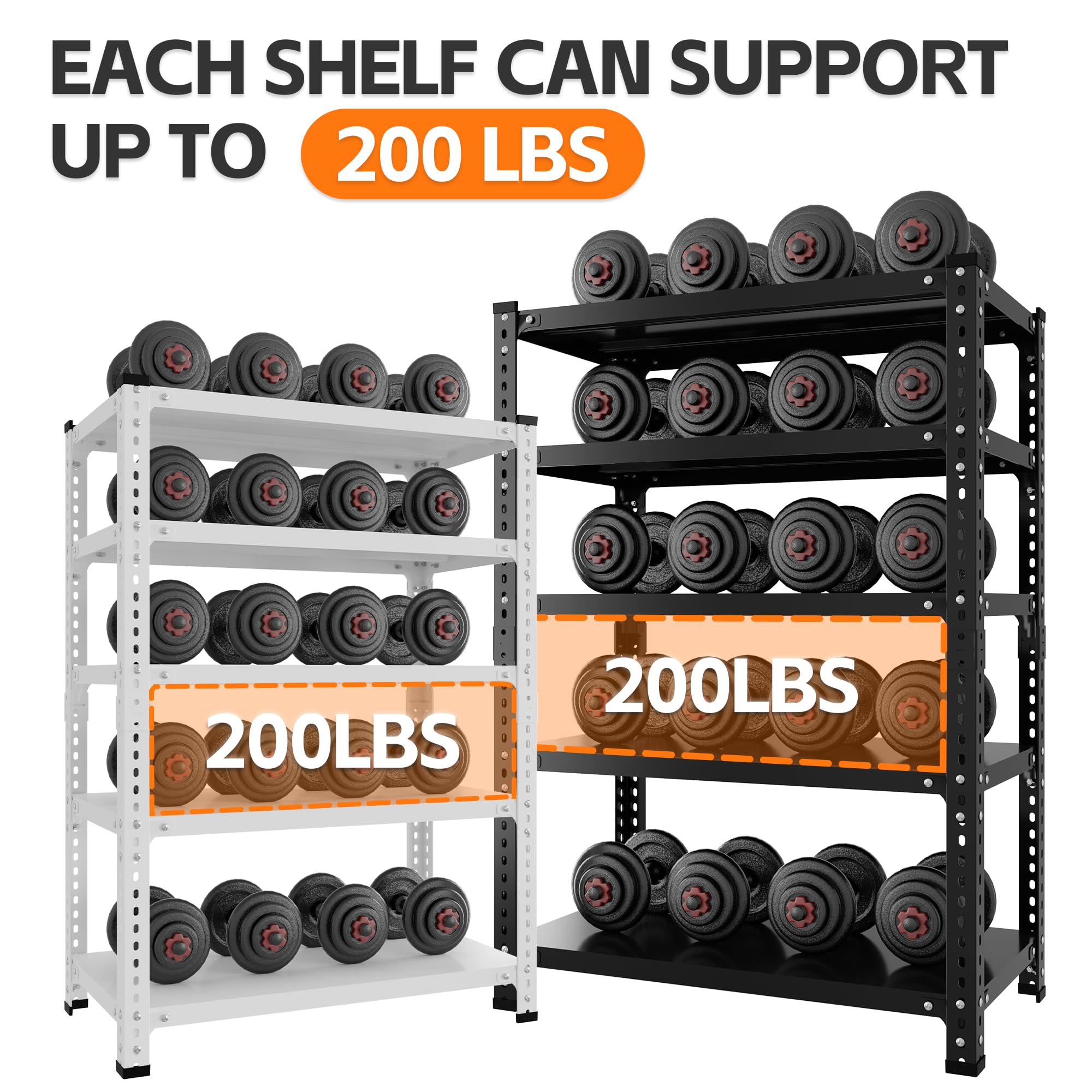 Qiaoxuan Garage Shelving Heavy Duty Adjustable Storage Garage Shelves, Metal Shelving Unit Garage Storage Rack, Utility Shelf for Garage, Basement, Pantry, Warehouse, 40" W x 16" D x 71" H (Blcak)