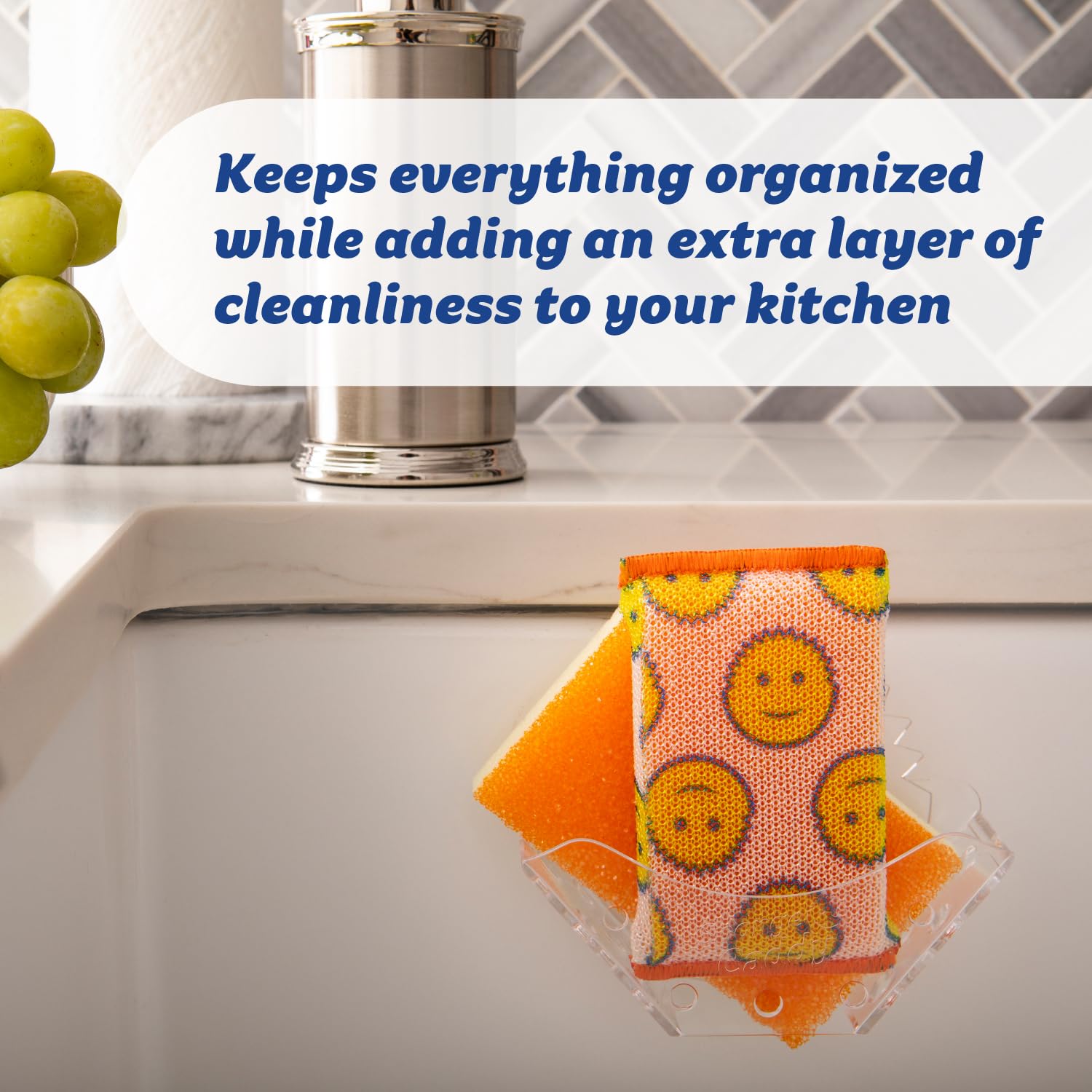 Scrub Daddy Sponge Holder - Sponge Caddy for Kitchen Organization - Self Draining, Dishwasher Safe & Universal Suction Sponge Holder for Sponges and Scrubbers (1 Count)