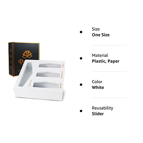 RNOONY Food Storage Bag Organizer, Gallon Quart Snack Sandwich and Slider Bag Dispenser for Kitchen Drawer(1 Box 4 Slots)