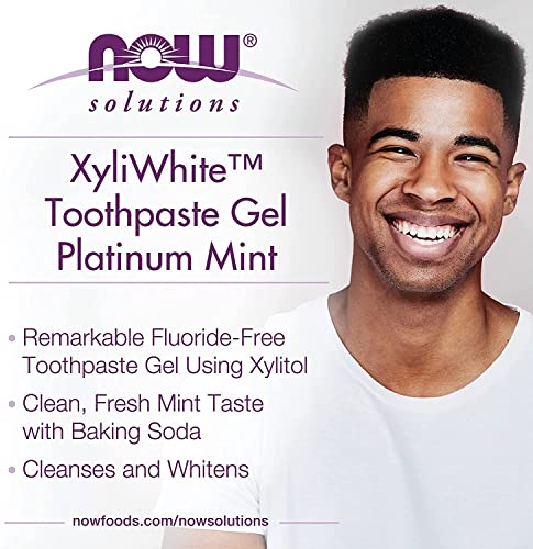 NOW Solutions, Xyliwhite™ Toothpaste Gel, Platinum Mint, Cleanses and Whitens, Fresh Taste (Pack of 2)