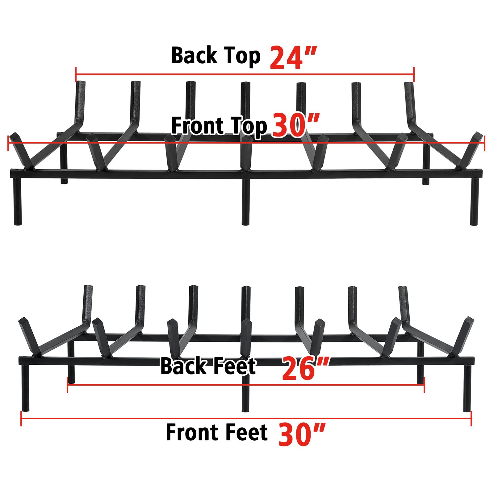 SINGLYFIRE Fireplace Grate 30 inch Solid Steel Fireplace Log Holder Fire Grate Wood Stove Holder Firewood Burning Rack for Outdoor Indoor Chimney Hearth