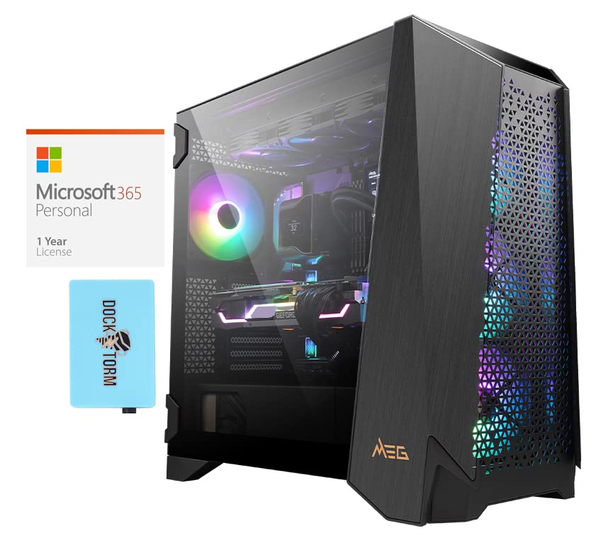 MSI Infinite RS 13NUI-419US Gaming & Entertainment Desktop PC (Intel i7-13700KF 16-Core, 128GB DDR5 4800MHz RAM, 2x8TB PCIe SSD RAID 0 (16TB), Win 11 Pro) with MS 365 Personal, Hub