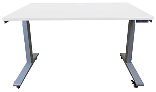 Rise UP Dual Motor Electric Adjustable Height Standing Desk Ergonomic sit Stand up Home Office Desk Modern Standup Computer Workstation (Gray Frame | 26.1-51.6" Height Range | White 60x30 Desktop)