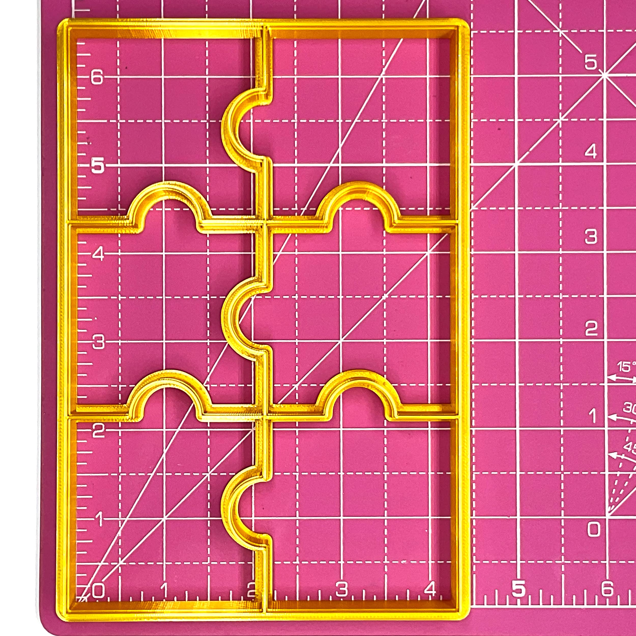 Large Rectangle Puzzle Cookie Cutter for Dough, 6 Pcs Multicutter 6.375" by 4.25" with 2.125-Inch Square Pieces (Puzzle)