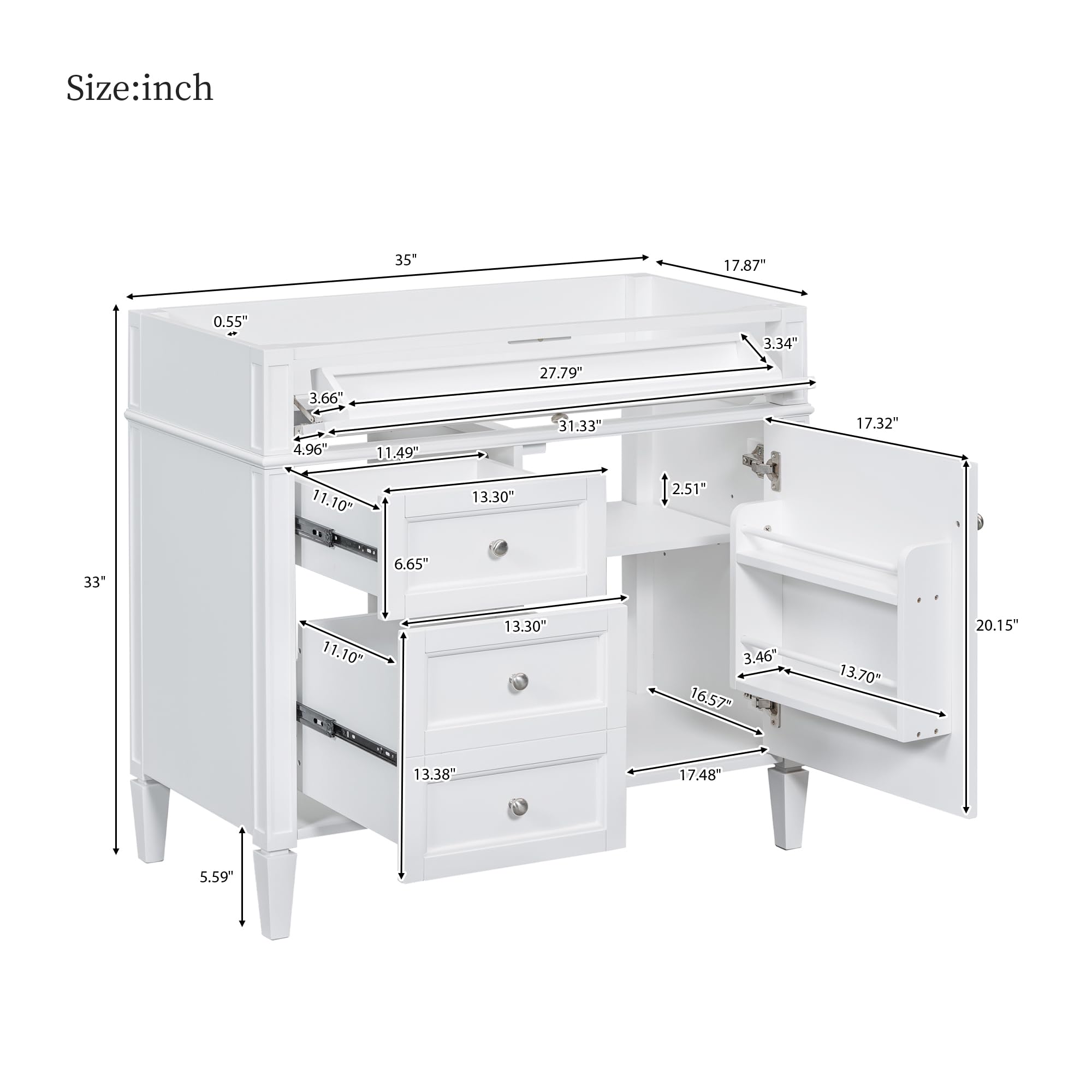 Virubi 30'' Bathroom Vanity with Single Sink Combo, Modern Bathroom Storage Cabinet with 2 Drawers, 1 Pull Down Drawer and 1 Door, Freestanding Bathroom Vanities, Soft Closing, Solid Wood Frame