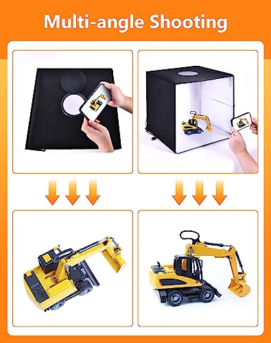 STN Photo Light Box 16"x16" 160LEDs Folding Light Box Photography CRI ≥97 Photo Studio Light Box with 6 Kinds Double- Sided Color Backgrounds and Diffuser for Jewelry and Small Products