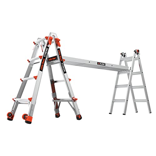 Little Giant Ladder Systems Xtreme 2.0, M17, 17ft, Multi-Position Ladder with Trestle Brackets and Ratchet Levelers, Aluminum, Type 1A, 300 lbs Weight Rating, (12817-801)