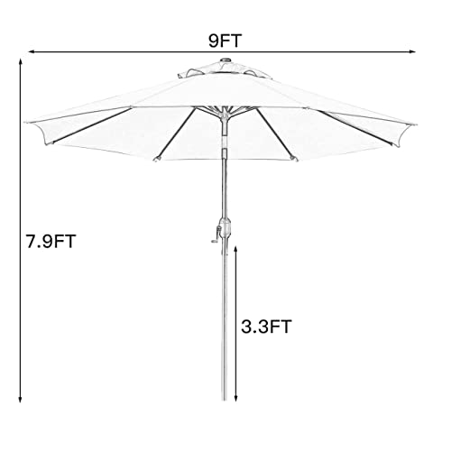 Sunnyglade 9' Patio Umbrella Outdoor Table Umbrella with 8 Sturdy Ribs(Brown)