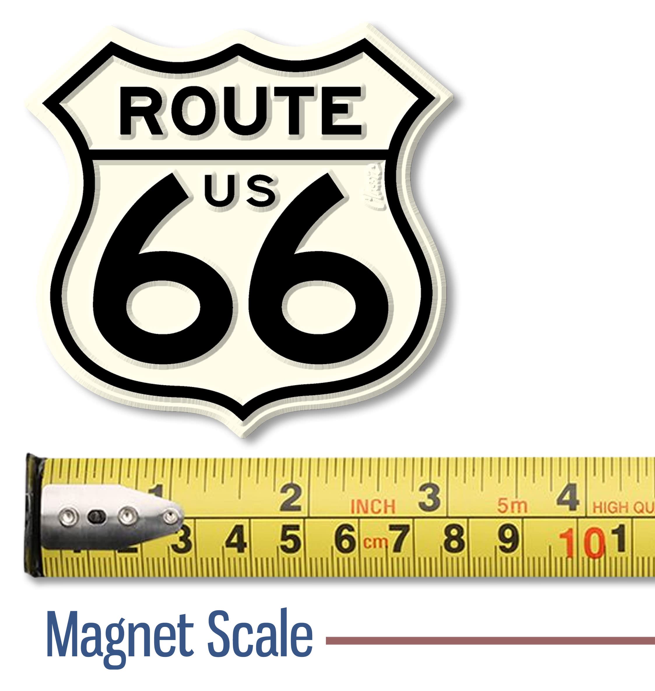 Large Route 66 Shield Highway Sign Magnet by Classic Magnets, 3" x 3", Collectible Souvenirs Made in The USA