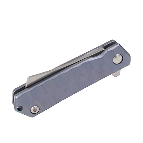 MASALONG Kni208 Small Mini Folding Pocket D2 Steel razor knife blue Titanium TC4 Handle Knives (blue)
