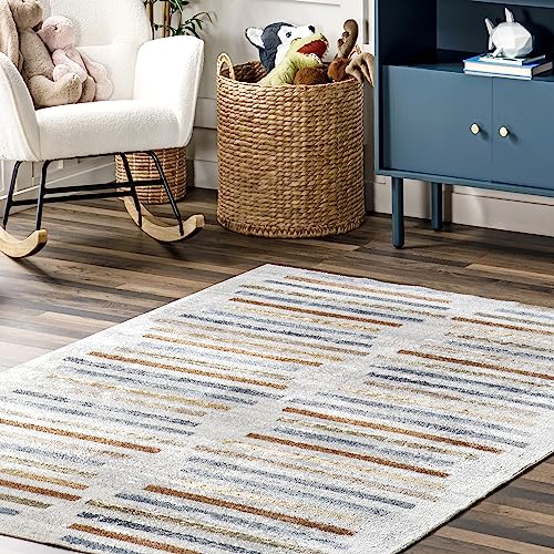 nuLOOM ROS Striped Columns Machine Washable Accent Rug, 3x5, Beige