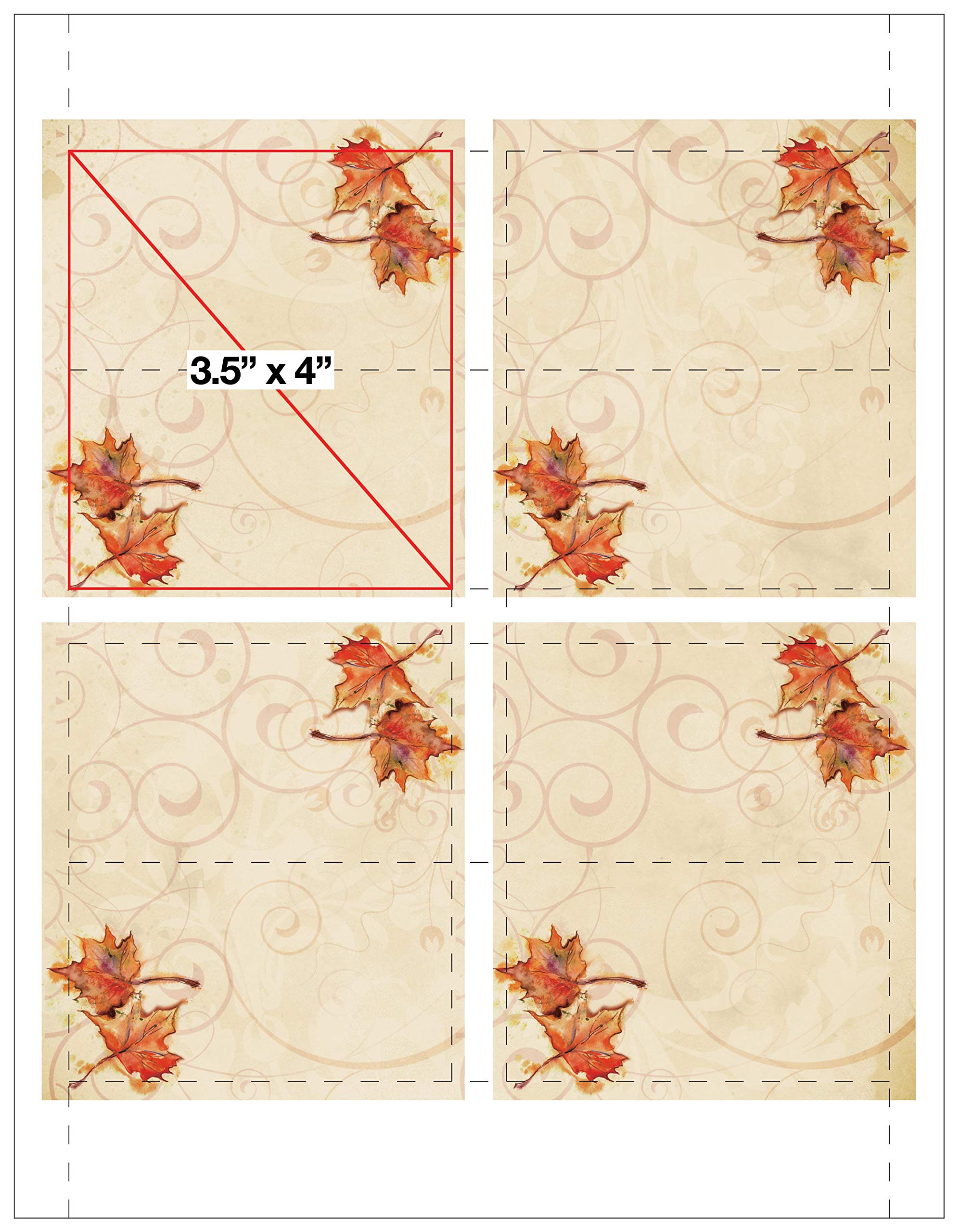 Vintage Fall Leaves Folded Place Cards, 100 Count