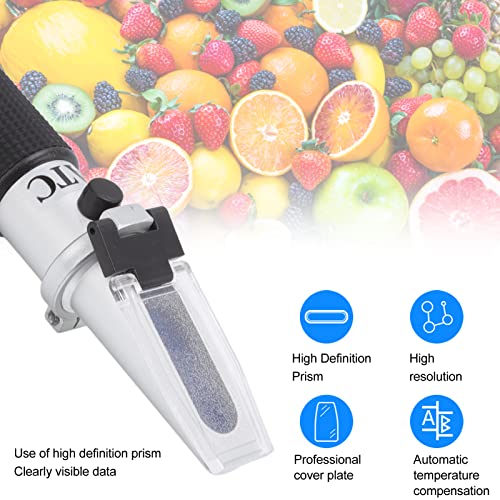 Mothinessto Wine Refractometer, Brix Refractometer Handheld 3 in 1 HD Prism Measure Sugar Content Slip Resistant Visual Adjustment Handwheel for Milk for Homebrew Kit