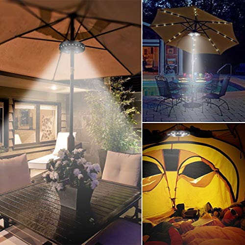 Patio Umbrella Light, 28 LED Lights at 200 lumens 3 Lighting Modes Cordless 4 x AA Battery Operated, Umbrella Pole Light for Patio Umbrellas, Camping Tents or Outdoor Use (White)