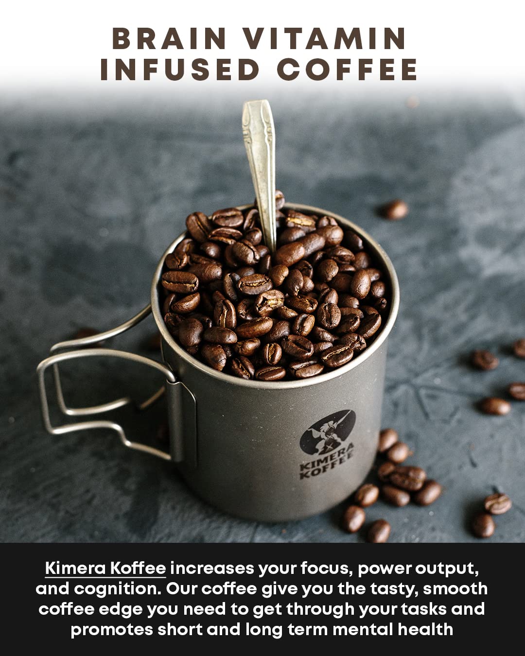 Kimera Koffee Dark Roast - Organic Ground Coffee Infused with Essential Brain Vitamins Ground (12oz)