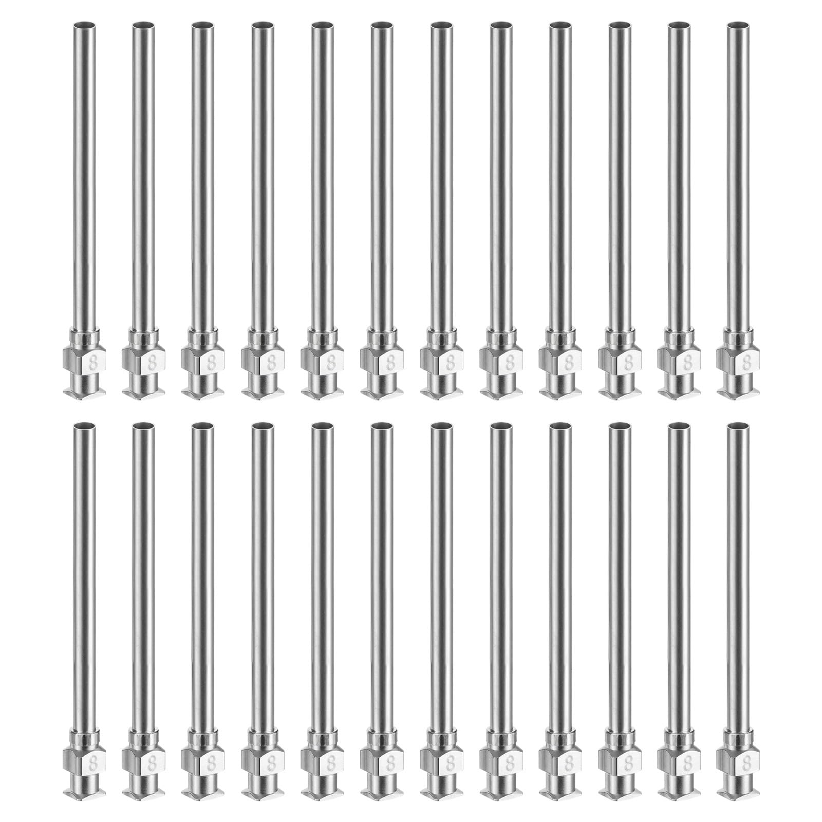 PATIKIL Blunt Tip Dispensing Needle 8G, 24 Pcs 2 Inch Stainless Steel Liquid Dispenser Needles with Lure Lock for Refilling Liquid Inks Adhesives Glue
