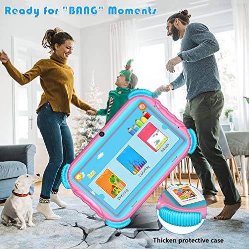kimlok Kids Tablet 7 inch Toddler HD Touchscreen,2GB+32GB, WiFi, Parental Control APP,Dual Camera, Bluetooth, Friendly Learning Tablets for Kids with Case Included for Boy and Girl