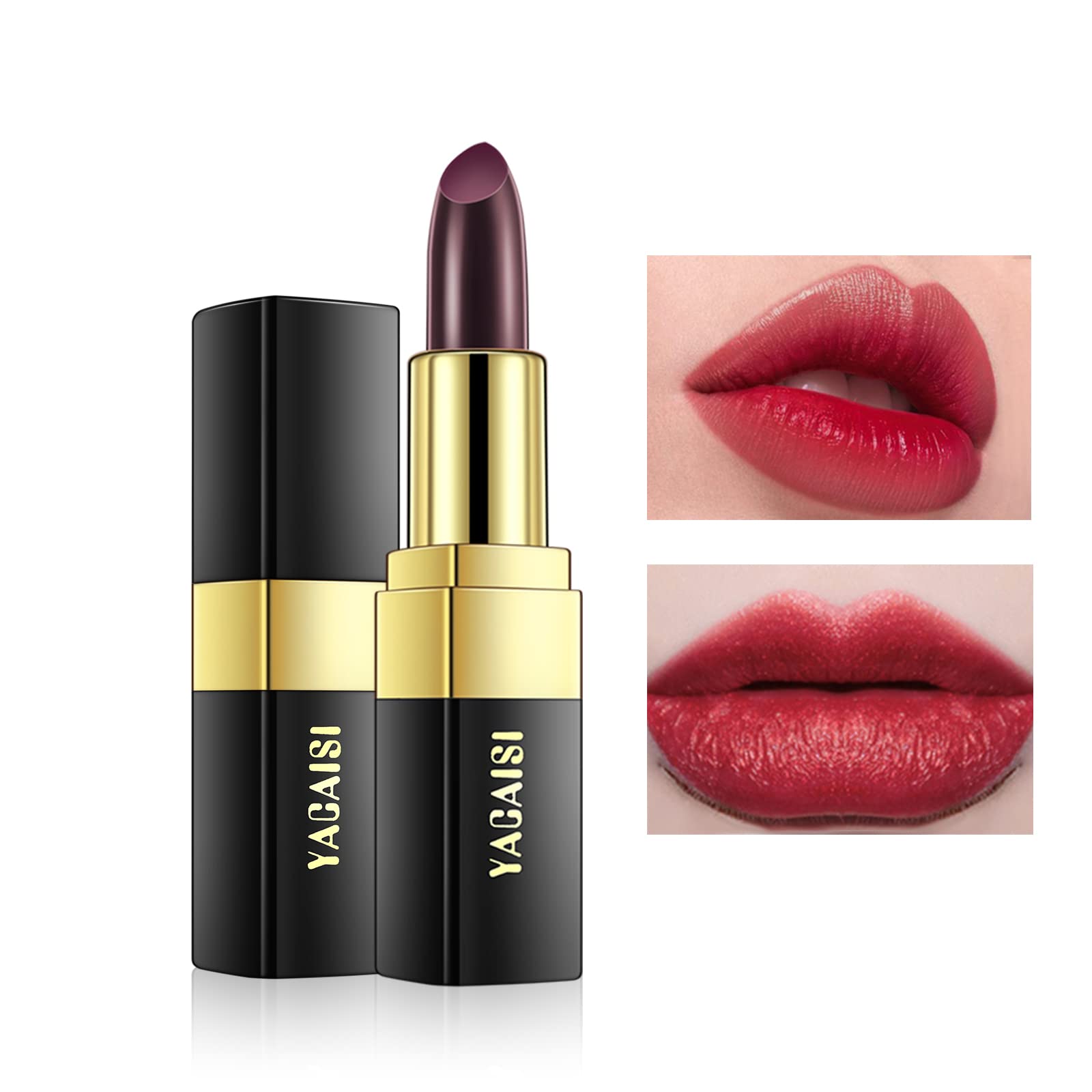 MEICOLY 2 Pcs Magic Color Changing Lipstick,Matte Black Shimmer Blue Lipstick,Labiales Magicos Nutritious Tinted Lip Balm Lips Moisturizer Lazy Lipstick For Women,Black+Blue