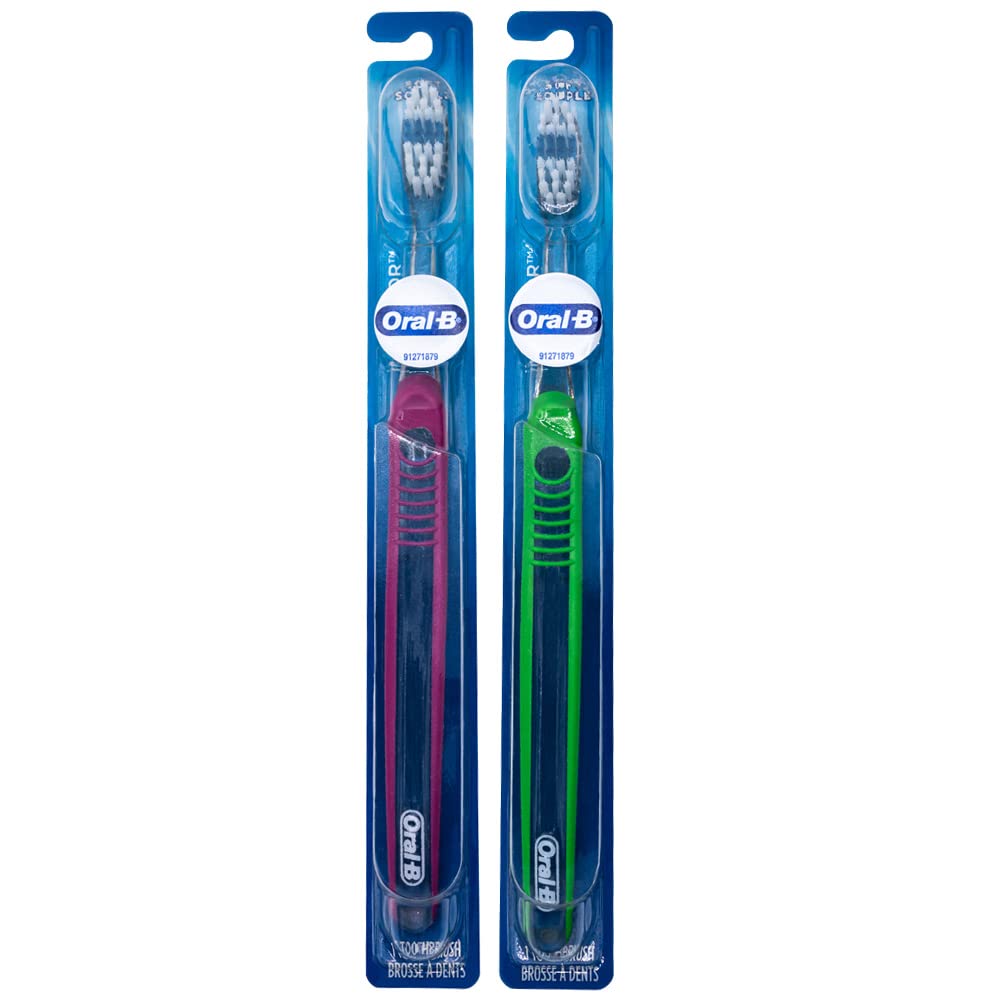 Oral-B Indicator Flat Trim Toothbrush, 30 Soft, (Colors Vary) - Pack of 2